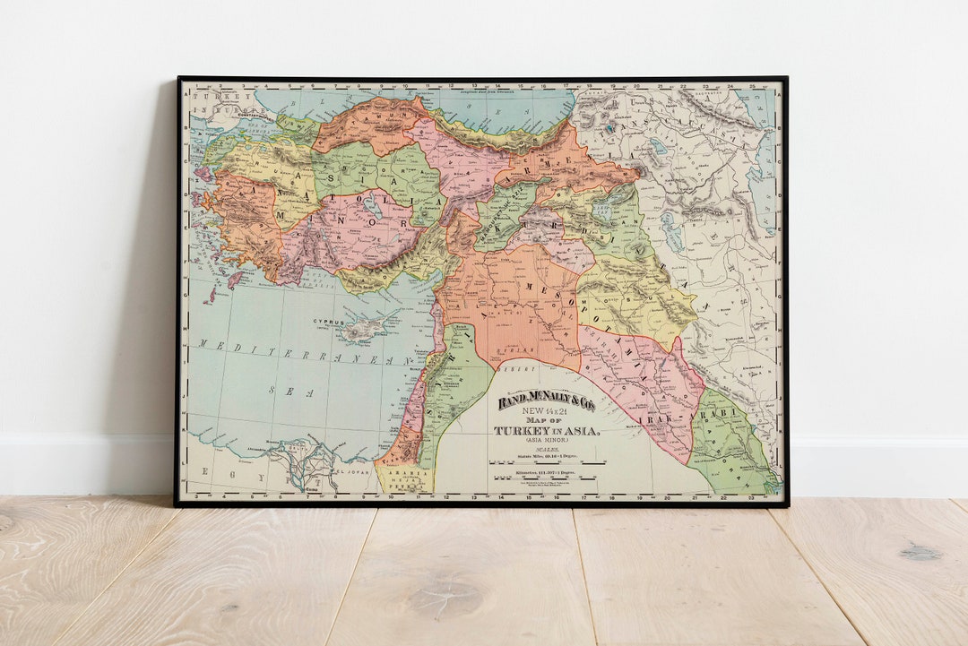 Turkey Map Wall Print| 1897 Turkey Map| Poster Print| Canvas Print Wall ...
