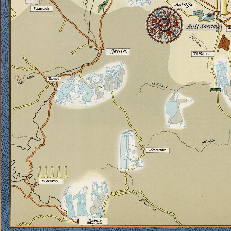 Beit Shean Map Print Israel Map Posters Canvas Print Wall | Etsy