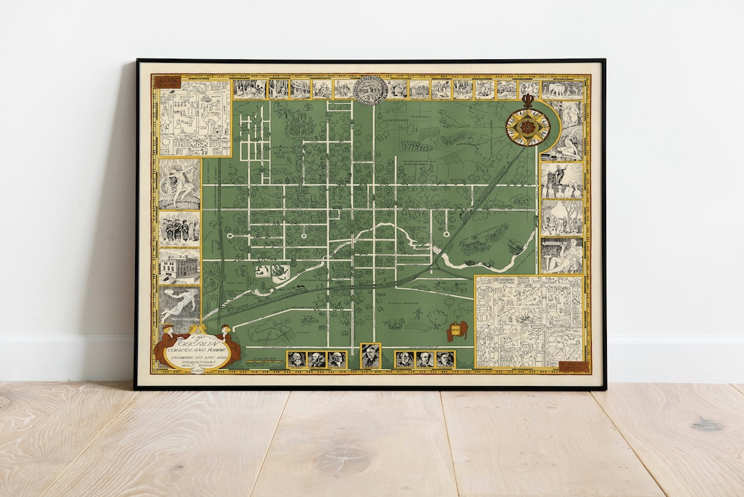 Oberlin College Map Print| Art History| Oberlin College Map Wall Art ...