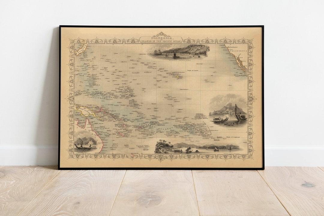 Map Poster of Polynesia 1851| Polynesia Wall Map Print| Vintage Map ...