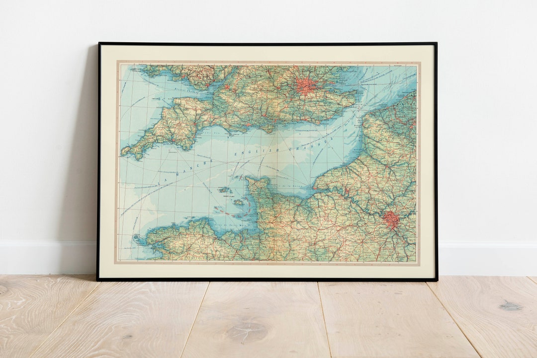 Map of English Channel| Old Map Wall Decor| Vintage Map Wall Art ...
