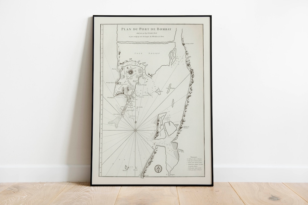 Nautical Chart of Mumbai 1810| India Maps| Old Map Wall Decor| Vintage ...