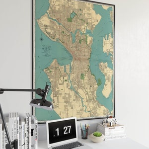 Vintage Seattle Map Print: Antique Street Map Wall Art - Etsy