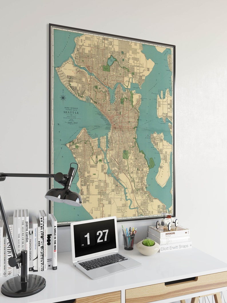 Vintage Seattle Map Print: Antique Street Map Wall Art - Etsy