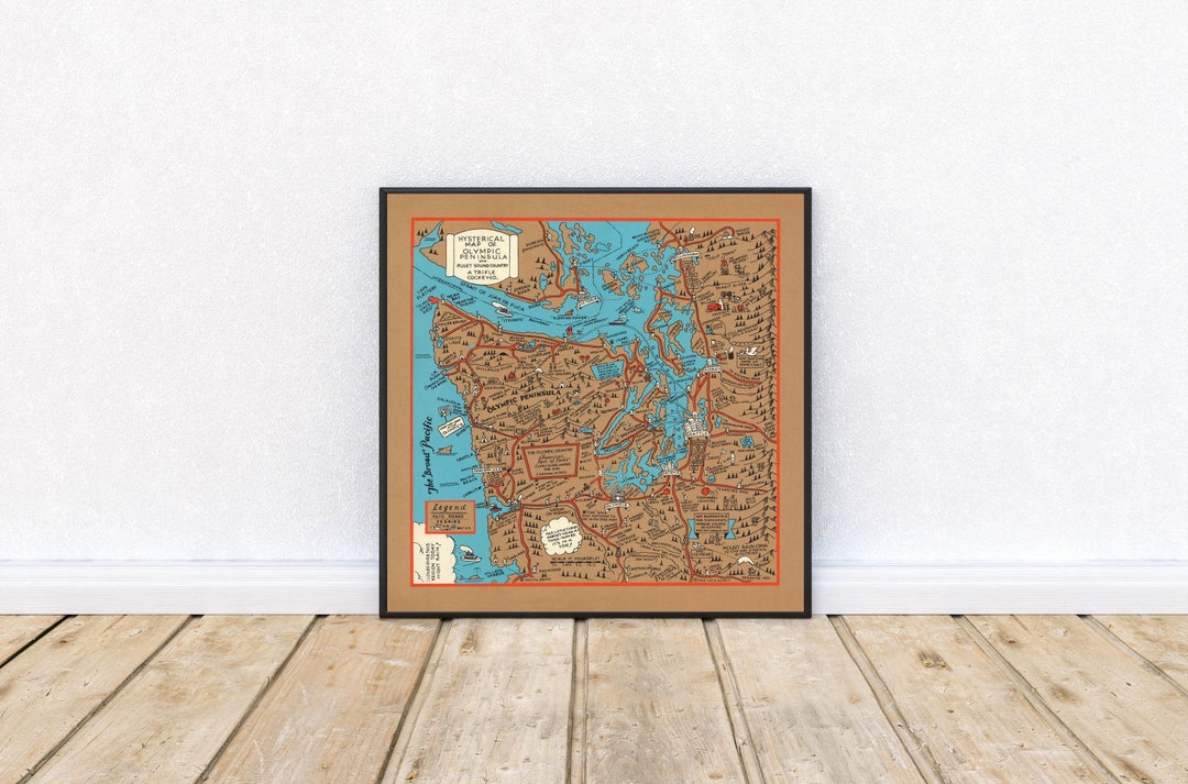 Map of Olympic Peninsula and Puget Sound Country| Vintage Map Poster ...