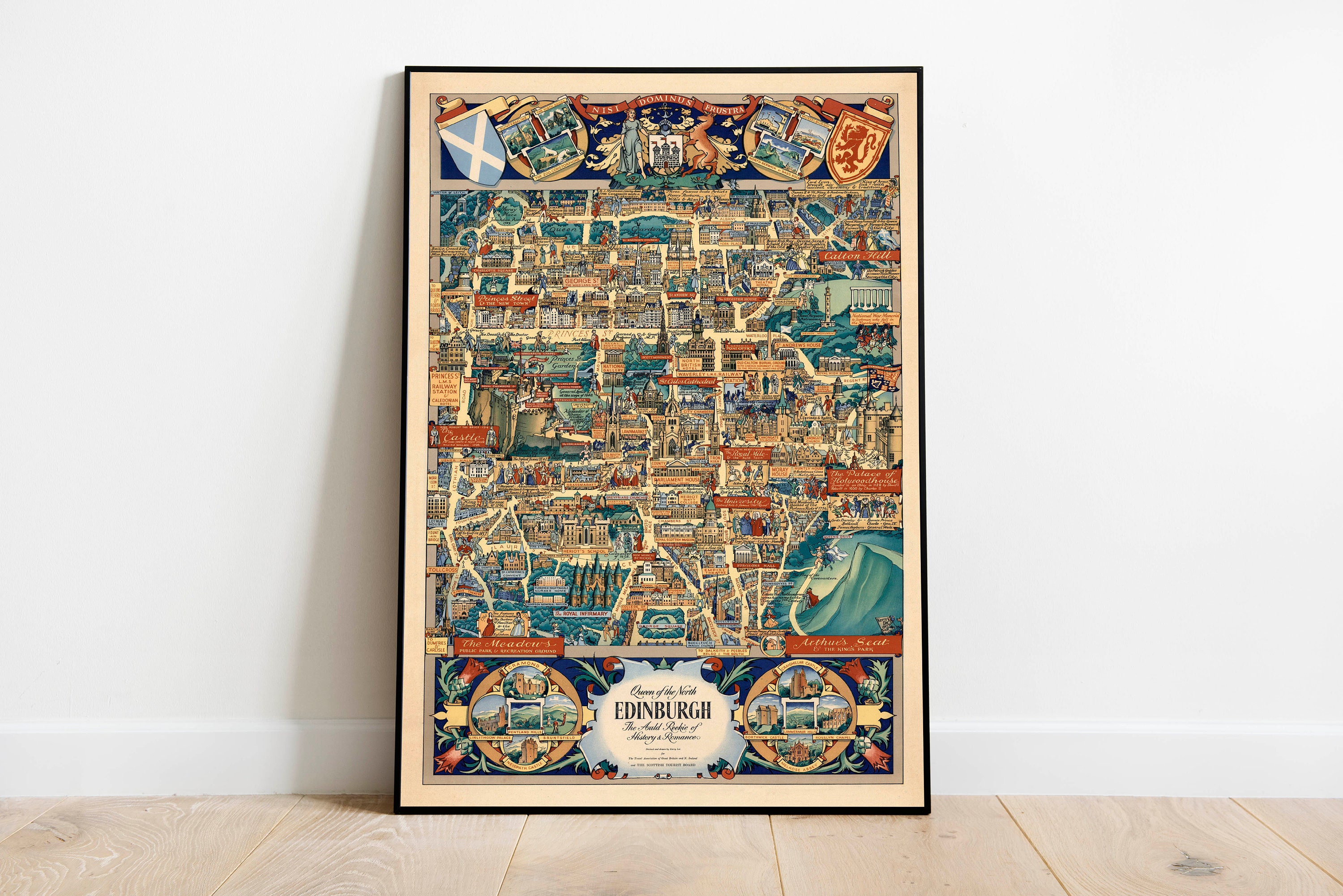 Edinburgh Vintage Map Wall Print Edinburgh Canvas Wall Art - Etsy