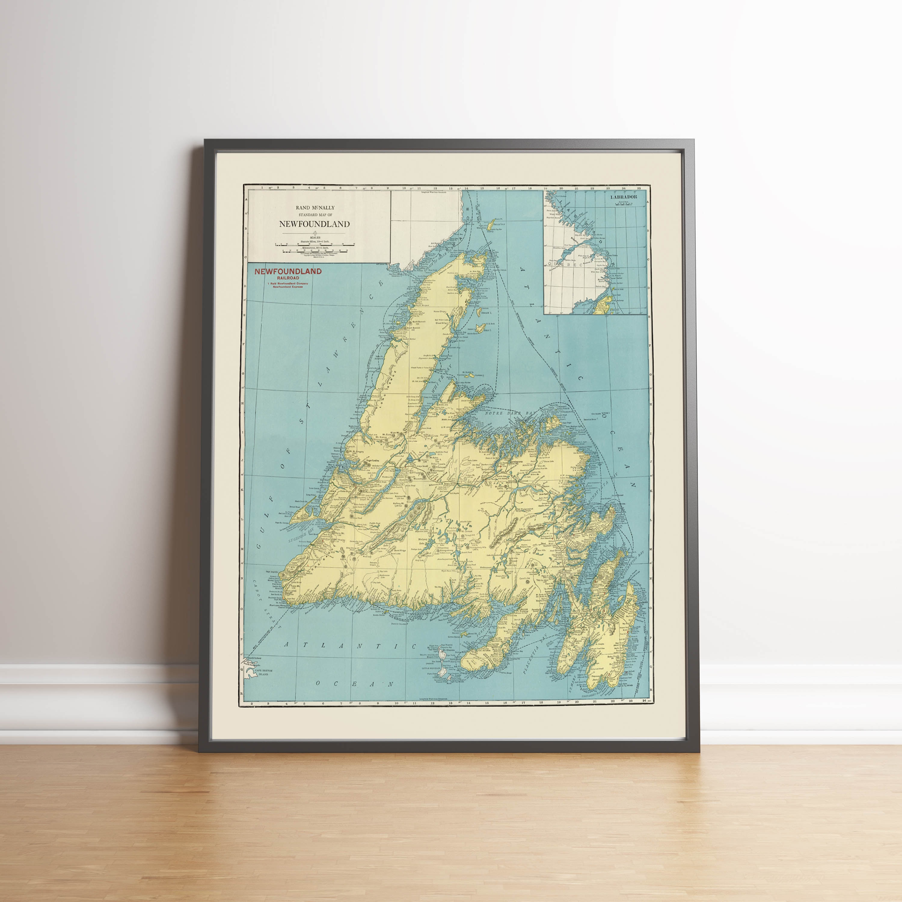 Wall Map of Newfoundland Vintage Map Poster Newfoundland | Etsy