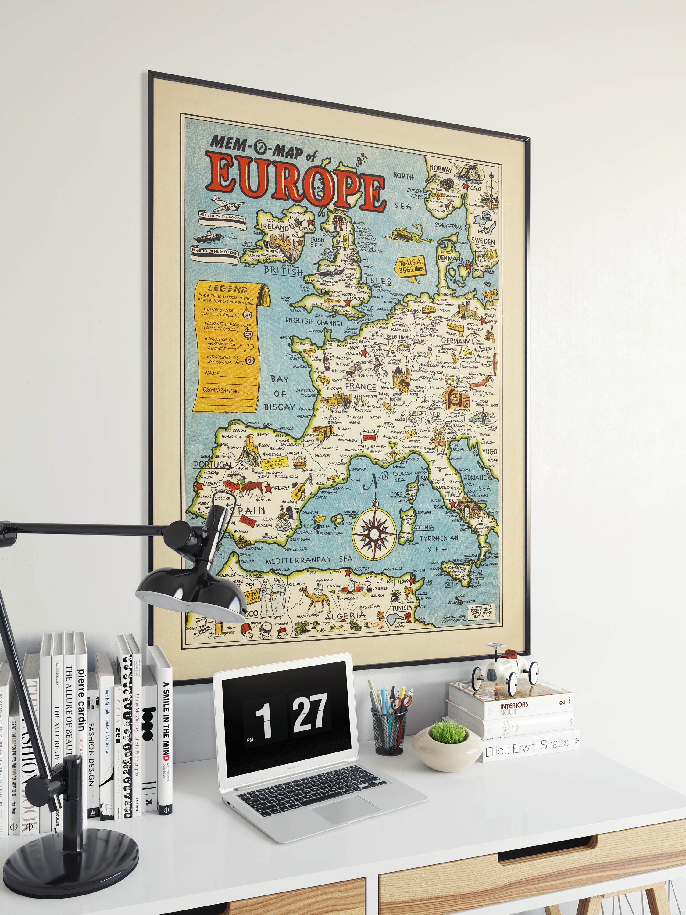 Vintage Map of Europe Poster Print Europe Map Canvas Europe - Etsy