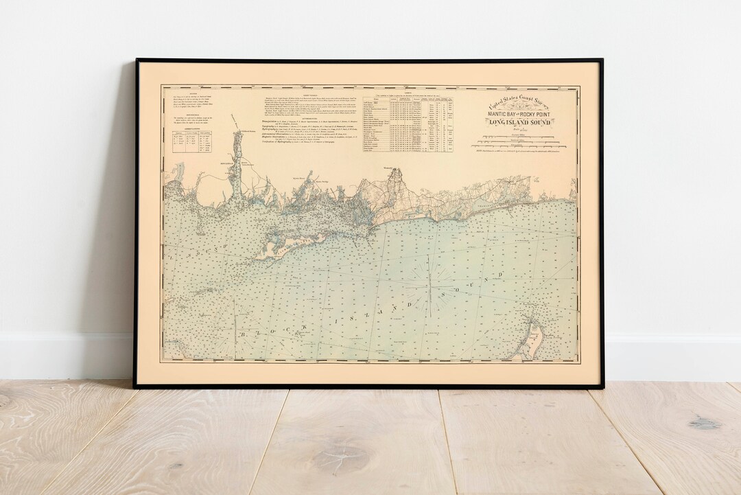 Nautical Chart of Niantic Bay to Rocky Point 1893| Map Wall Decor ...