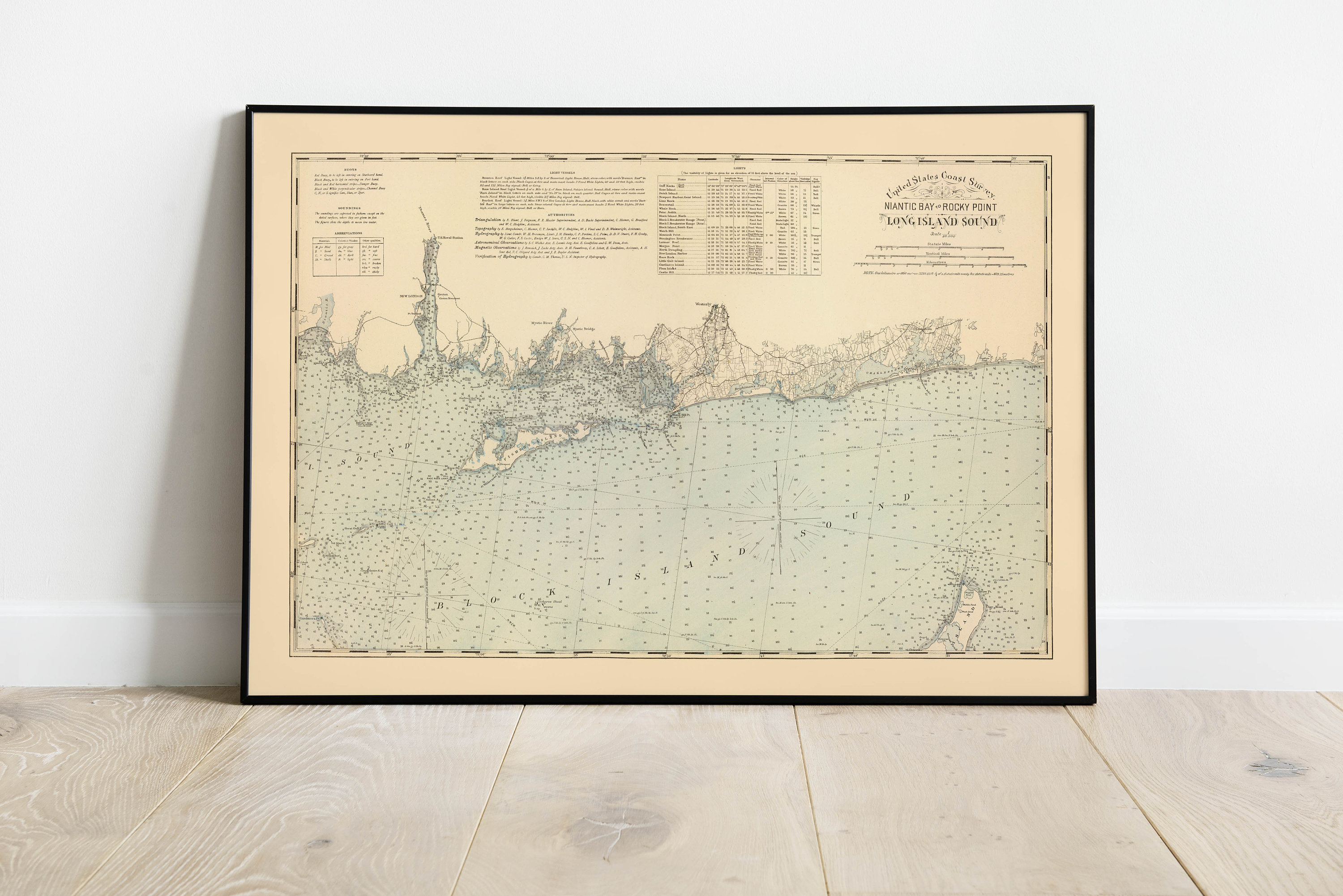 Nautical Chart of Niantic Bay to Rocky Point 1893 Map Wall - Etsy