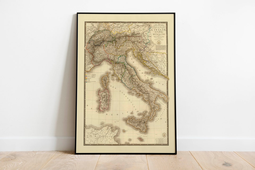 Historical Map of Italy 1827| Old Map Wall Decor| Vintage Map Wall Art ...