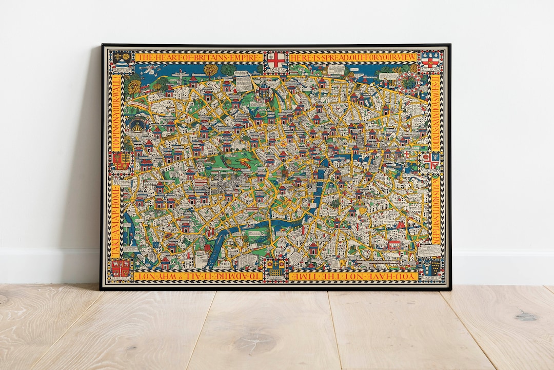 The Wonderground Map of London 1914| Canvas Print Wall Art| Framed Art ...