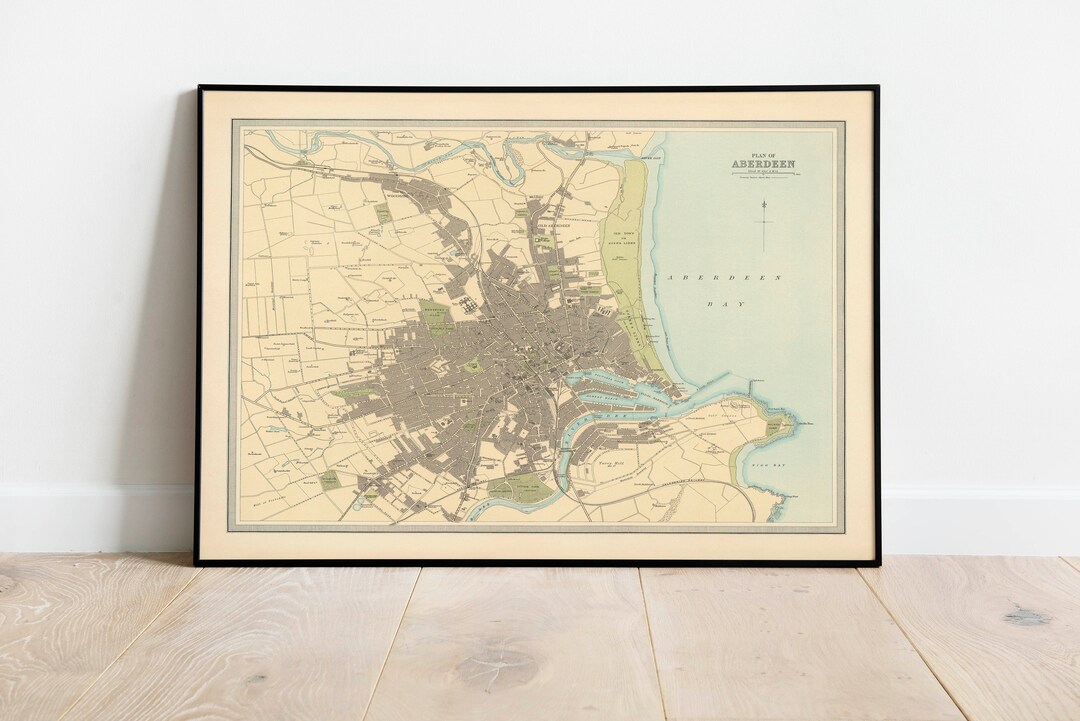 Aberdeen City Map From 1912| Old Map Wall Art Print| Framed Art Print ...
