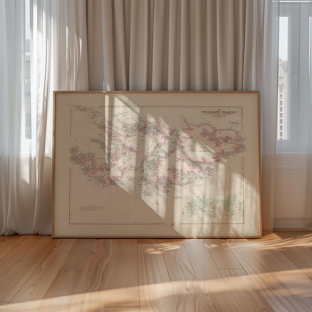 Map of the Falkland Islands 1848 Framed Poster Print Wall Art Canvas ...