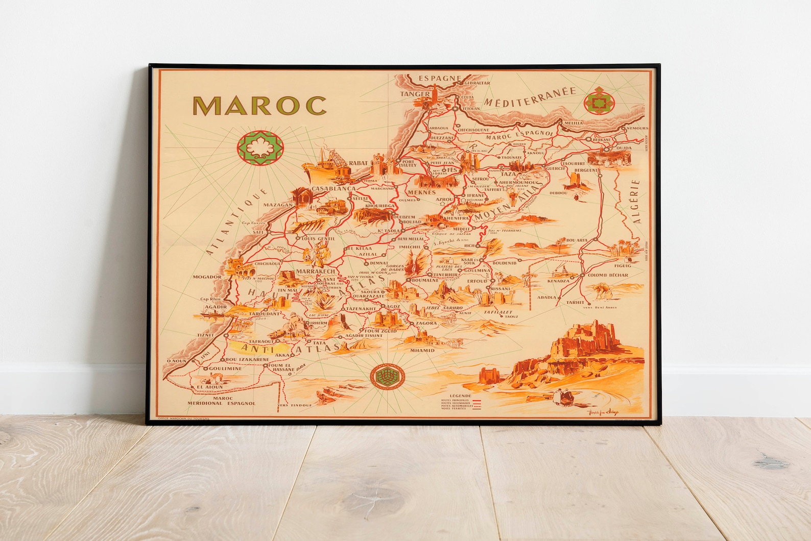 Morocco Map Print Fine Art Prints Morocco Map Wall Art - Etsy