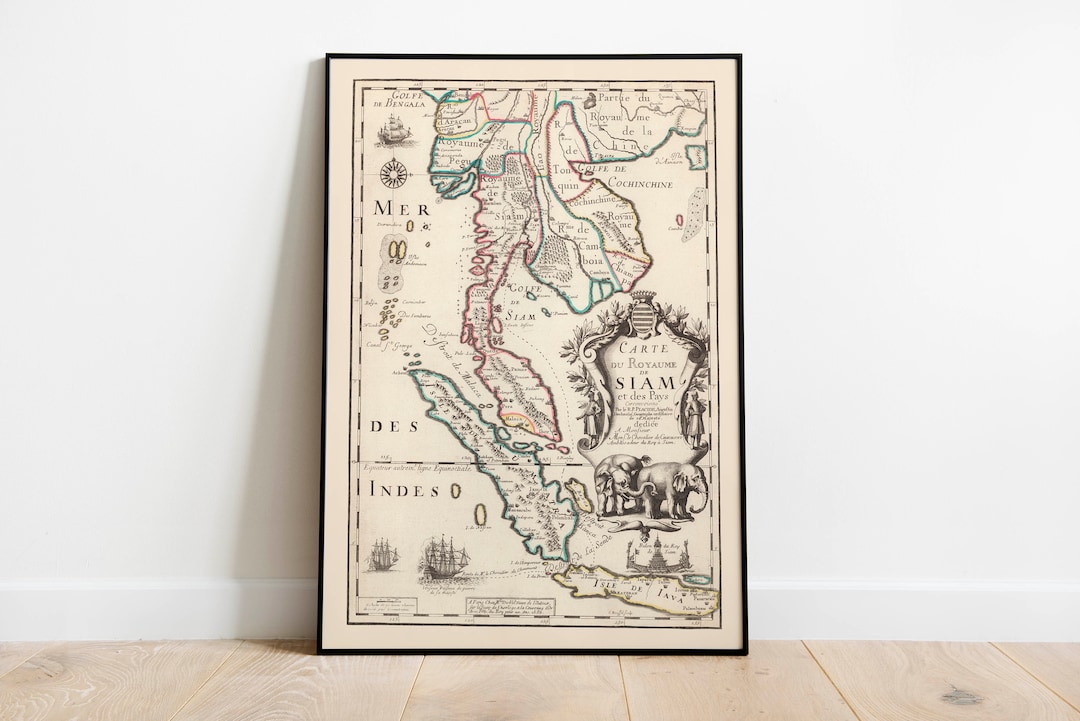 Vintage Kingdom of Siam Map Print: 1686 Old Wall Art - Etsy UK