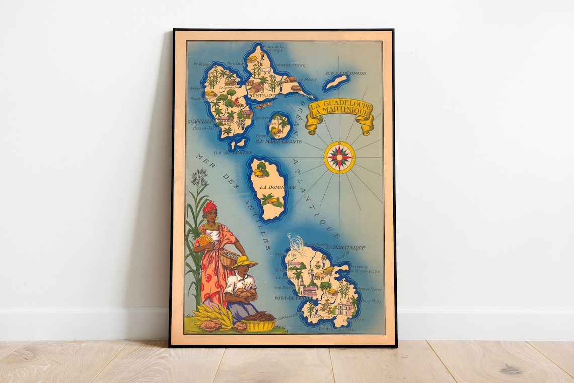 Map of Islands of Guadeloupe and Martinique Poster Print - Etsy