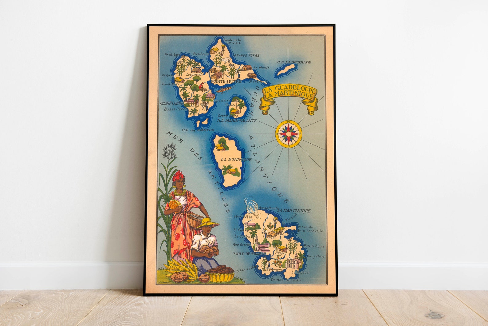 Map of Islands of Guadeloupe and Martinique Poster Print - Etsy