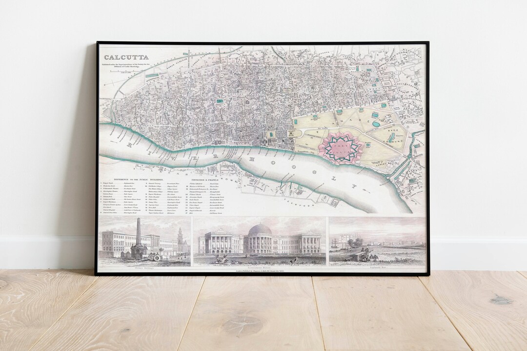 Calcutta Map Print: 1842 Vintage City Map Wall Art - Etsy