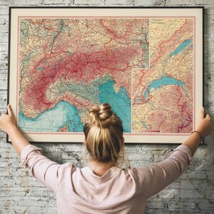 Map of the Alps| Map Wall Decor| Vintage Map Wall Art| Poster Print ...