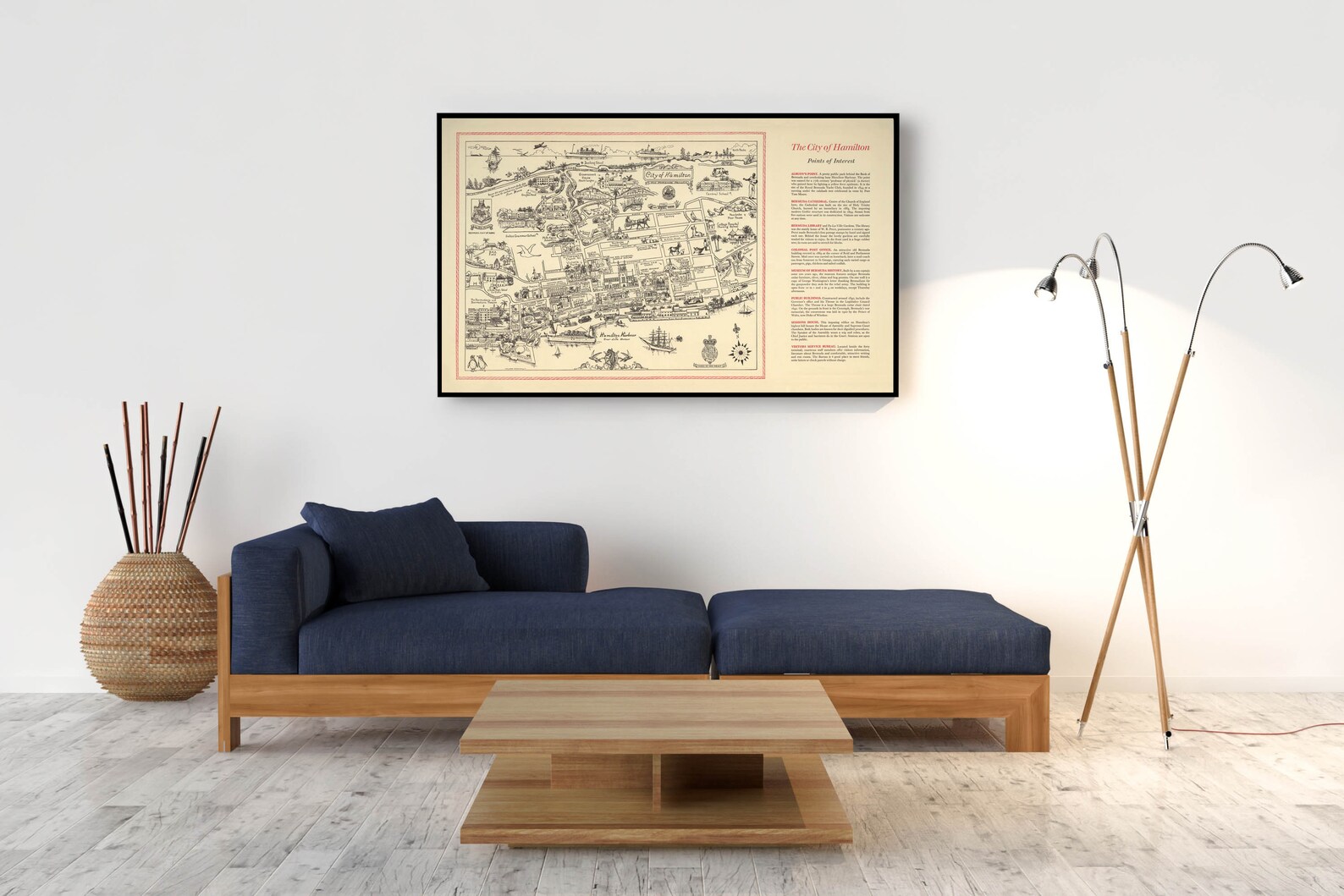 City of Hamilton and Pembroke Parish Map Print Vintage Map | Etsy