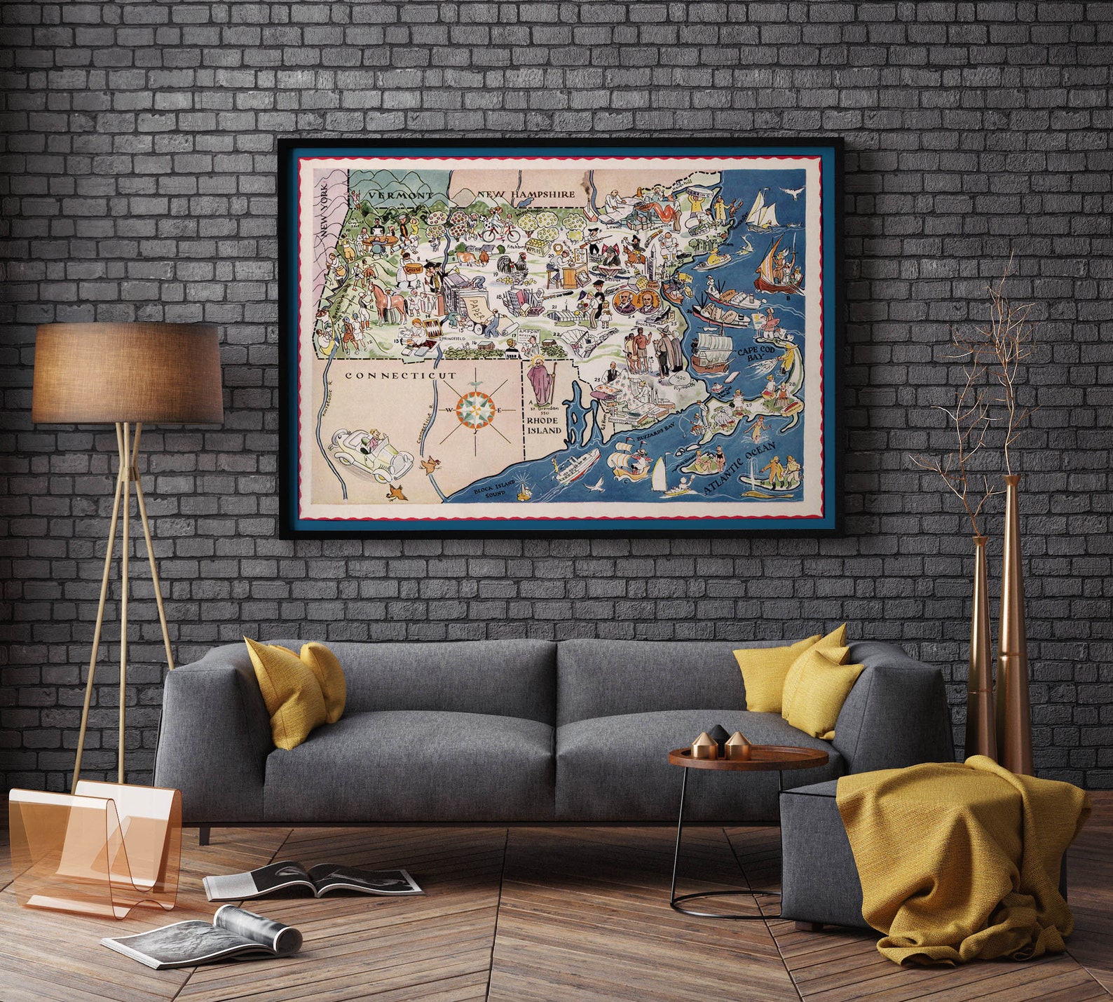 Pictorial Map of Massachusetts the Old Bay State Old Map | Etsy