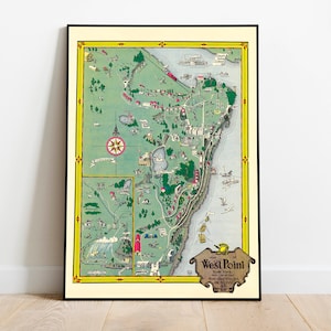 Map of West Point, New York| Vintage USA Wall Map Prints| Canvas Wall ...