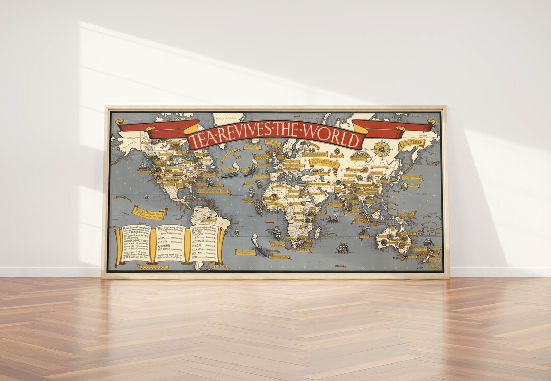 Chart Map of International Tea Market 1940| Panoramic Map Wall Art ...