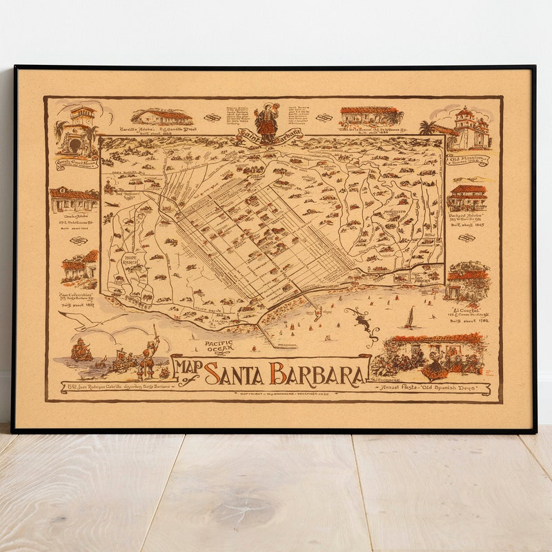 Santa Barbara Map - Etsy