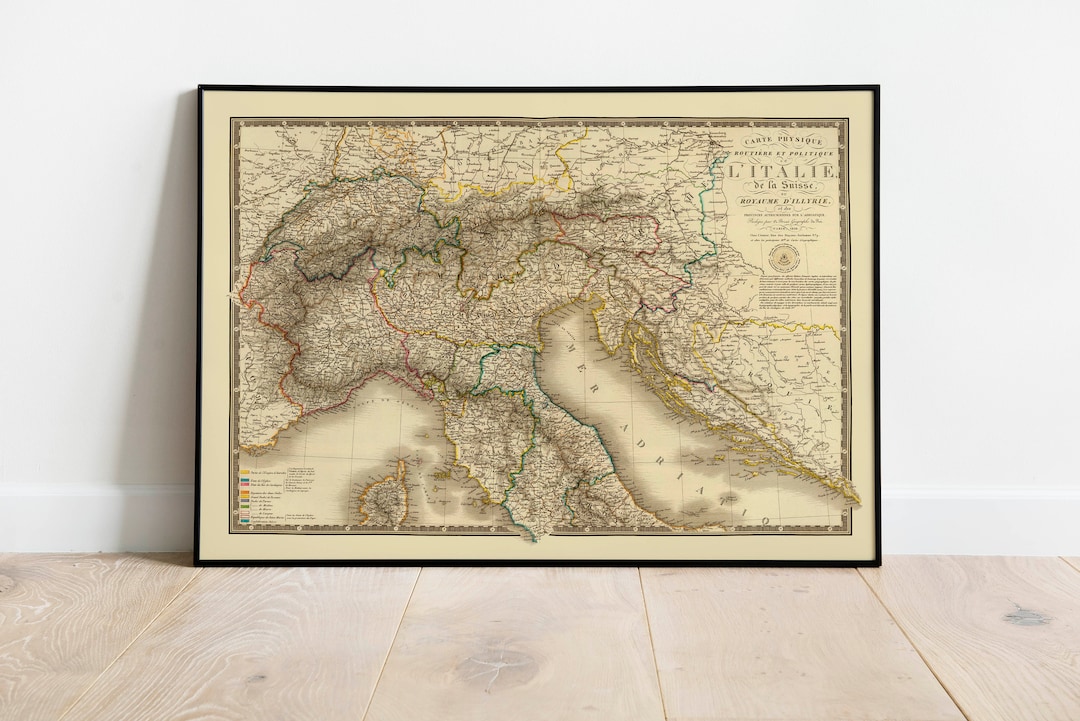 Historical Map of Northern Italy 1828| Old Map Wall Decor| Vintage Map ...