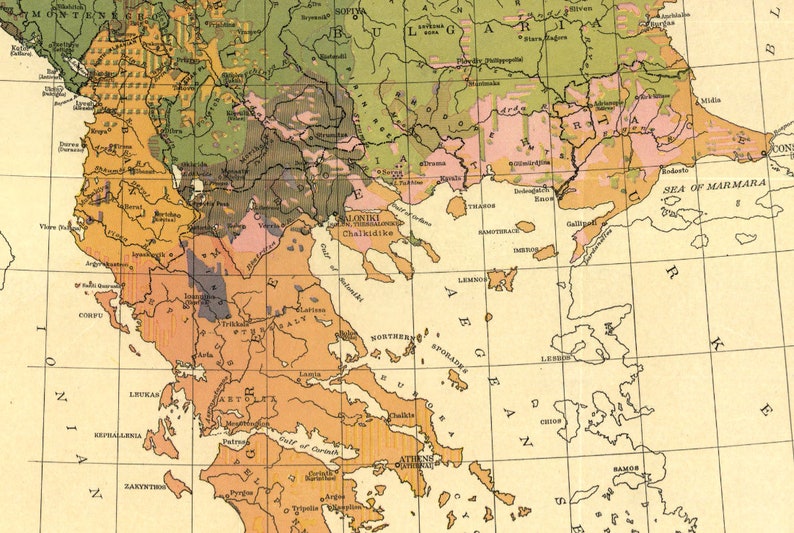 Ethnographic Map Balkans Map World War I Map WW1 Maps | Etsy