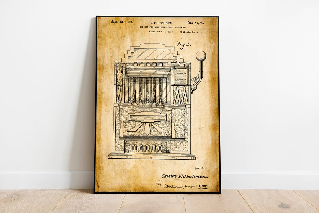 Slot Machine Patent Print| Framed Art Print| Vintage Poster Wall Decor ...