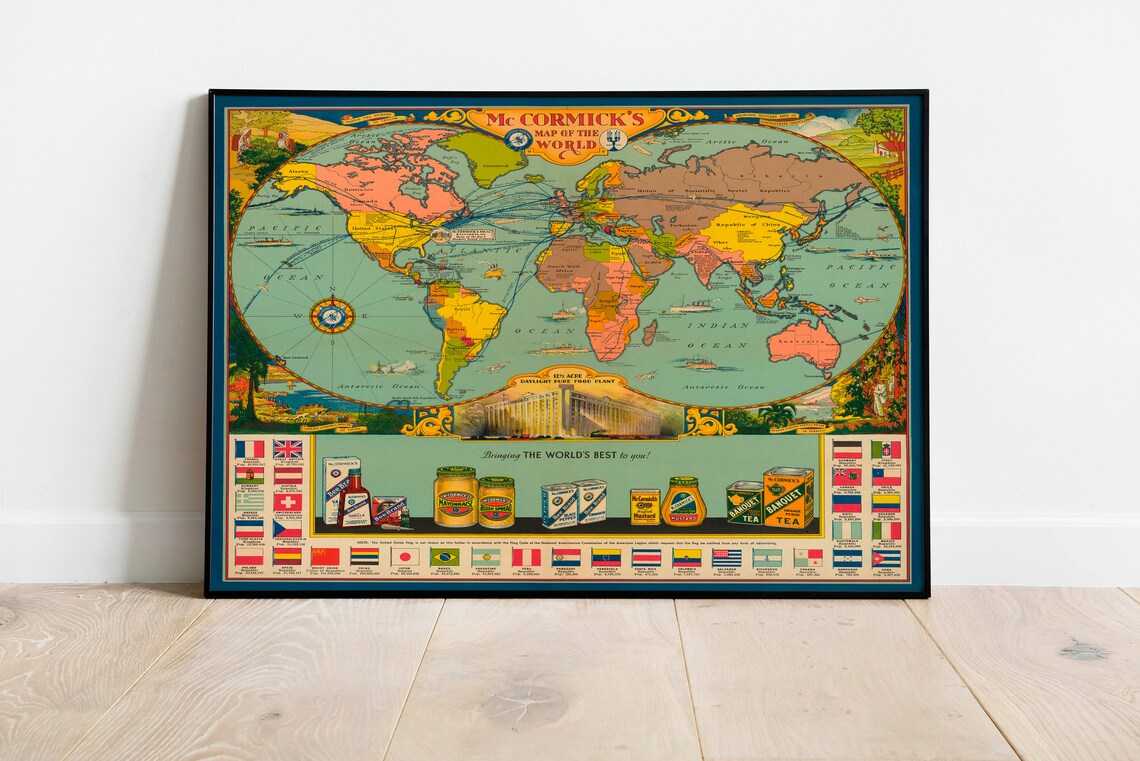 Mccormick's Map of the World 1933 Pictorial Map World - Etsy