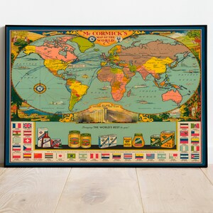 Mccormick's Map of the World 1933| Pictorial Map| World Chart| Vintage ...