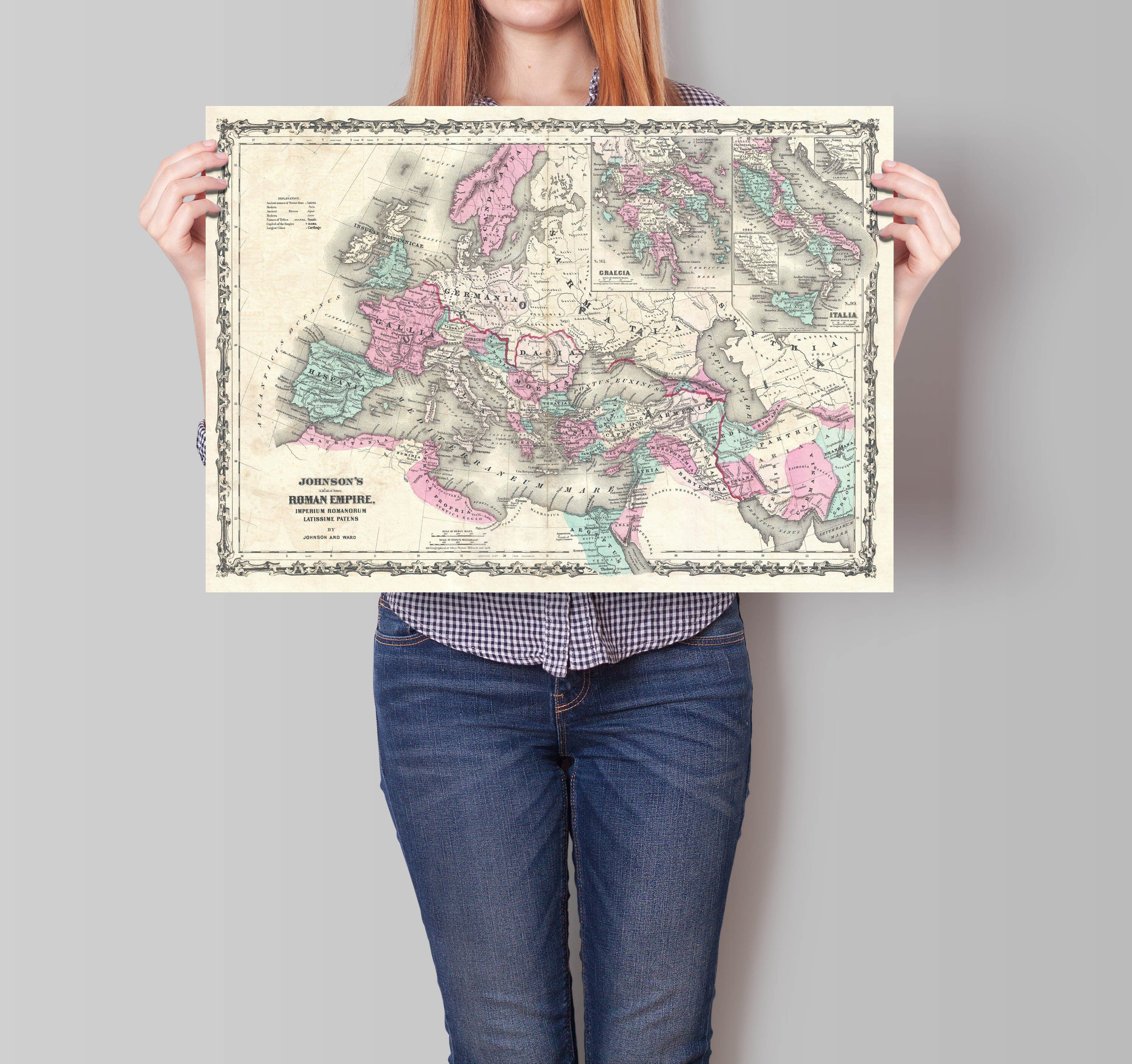 Roman Empire Map Wall Print| 1862 Roman Empire Map| Poster Print ...