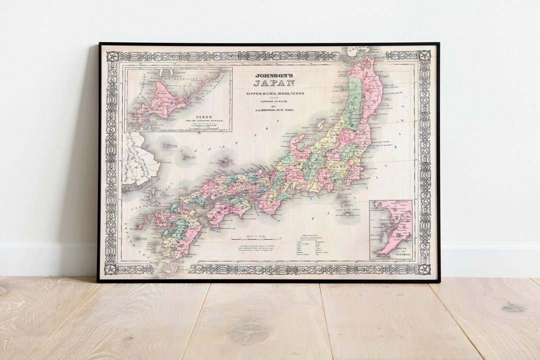 1864 Japan Map Print: Vintage Wall Art Poster - Etsy