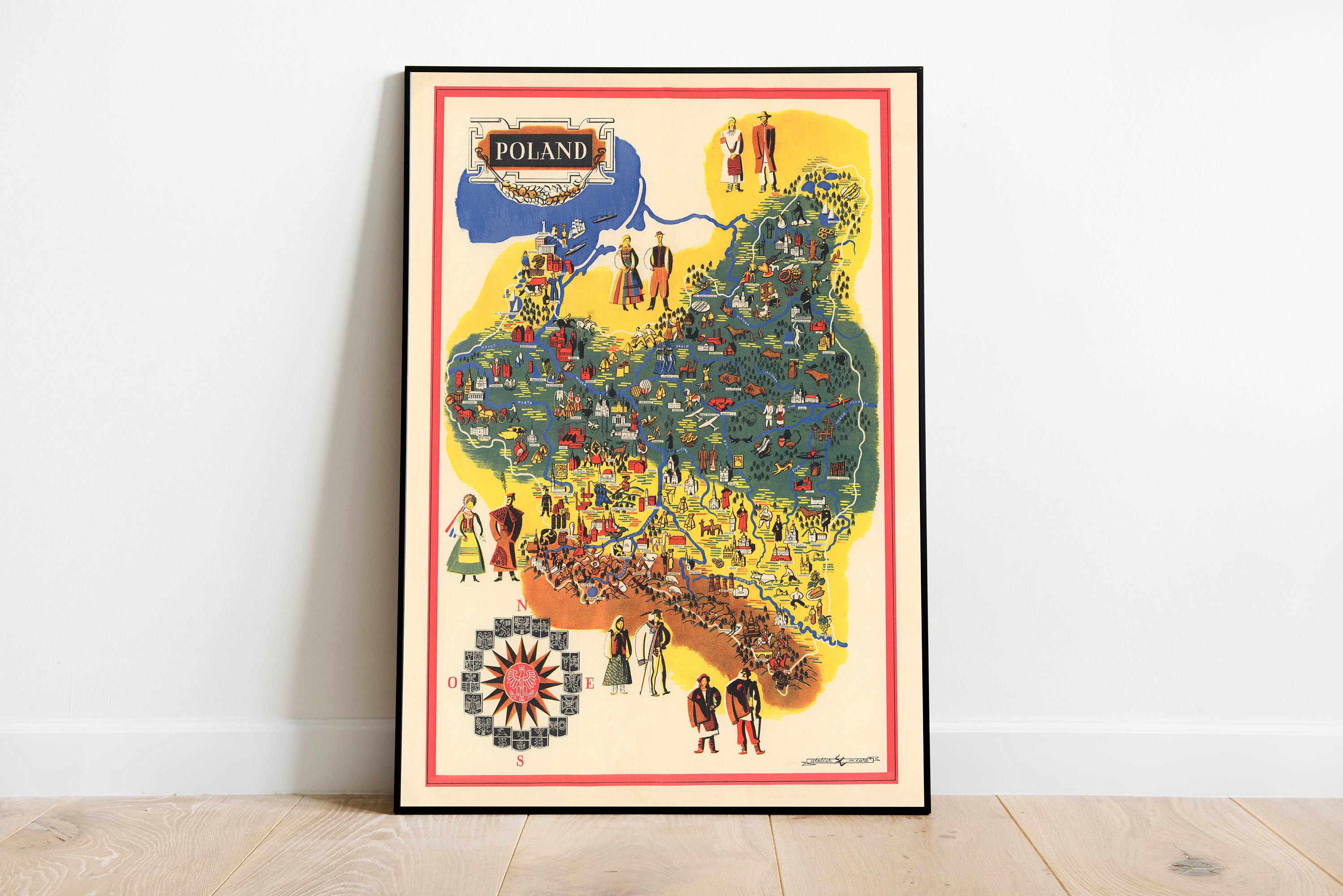 Poland Map Poster Framed Wall Prints Canvas Art Wall Decor | Etsy