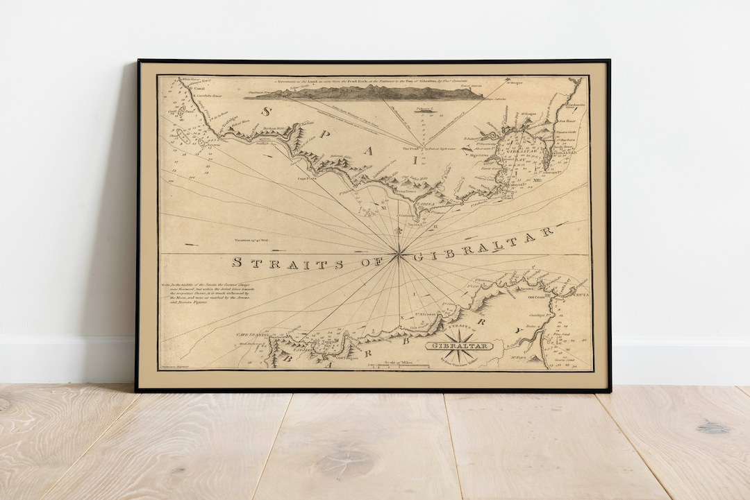 Strait of Gibraltar Nautical Chart 1814: Vintage Map Art Print - Etsy