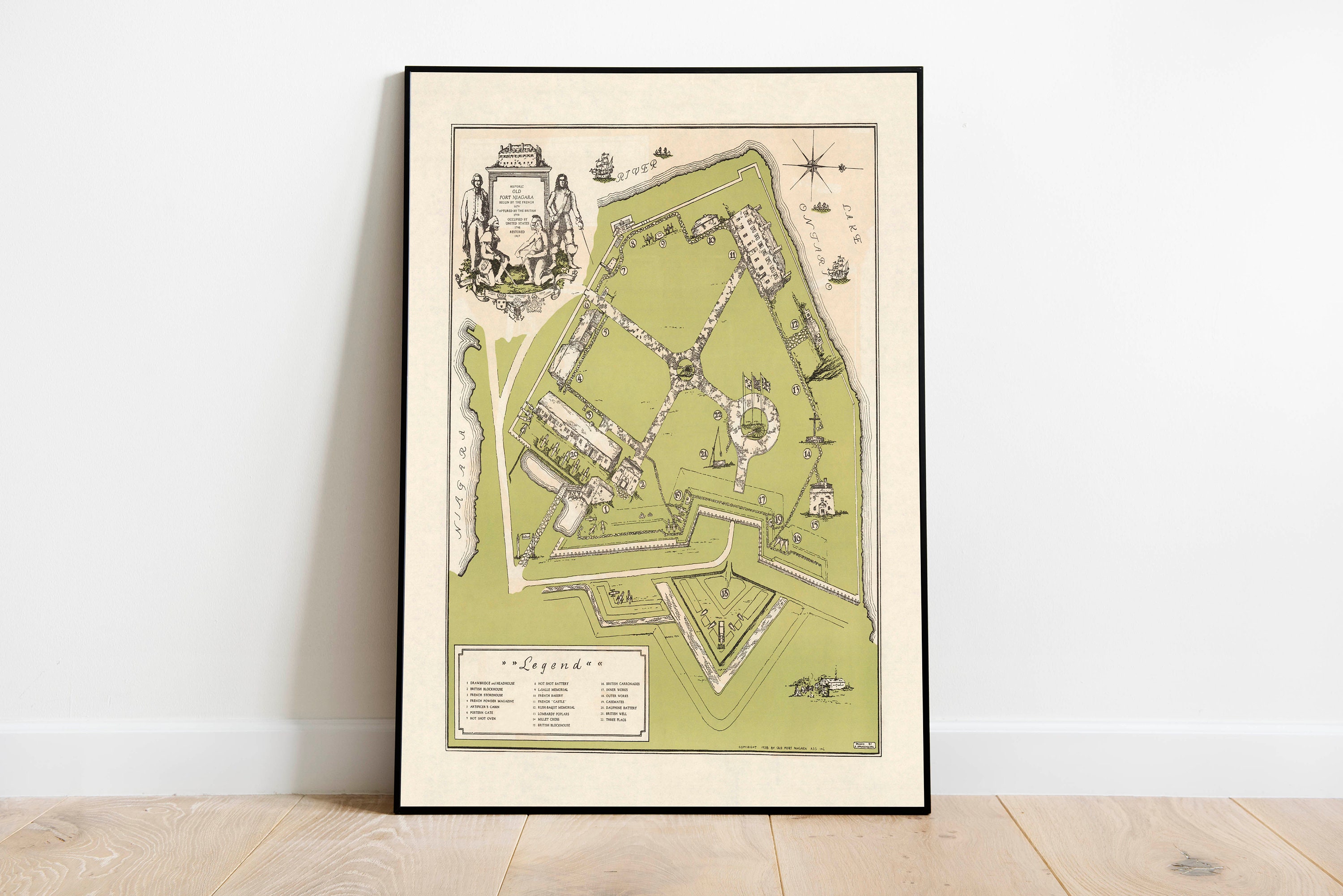 Old Fort Niagara Map Wall Print Fort Niagara Print Wall Art - Etsy