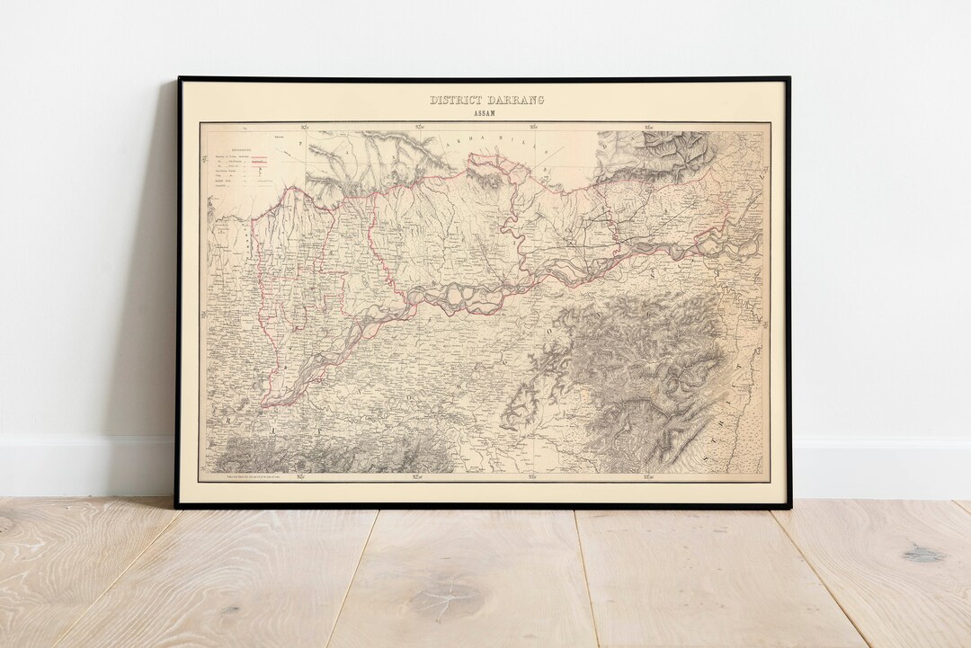 Map of District Darrang 1890| India Maps| Old Map Wall Decor| Vintage ...