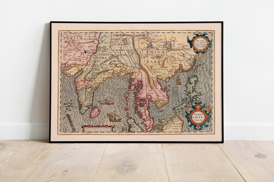 Map of India 1623| Gerardus Mercator| Old Map Wall Decor| Vintage Map ...