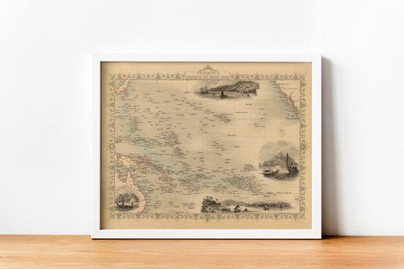 Map Poster of Polynesia 1851 Polynesia Wall Map Print | Etsy