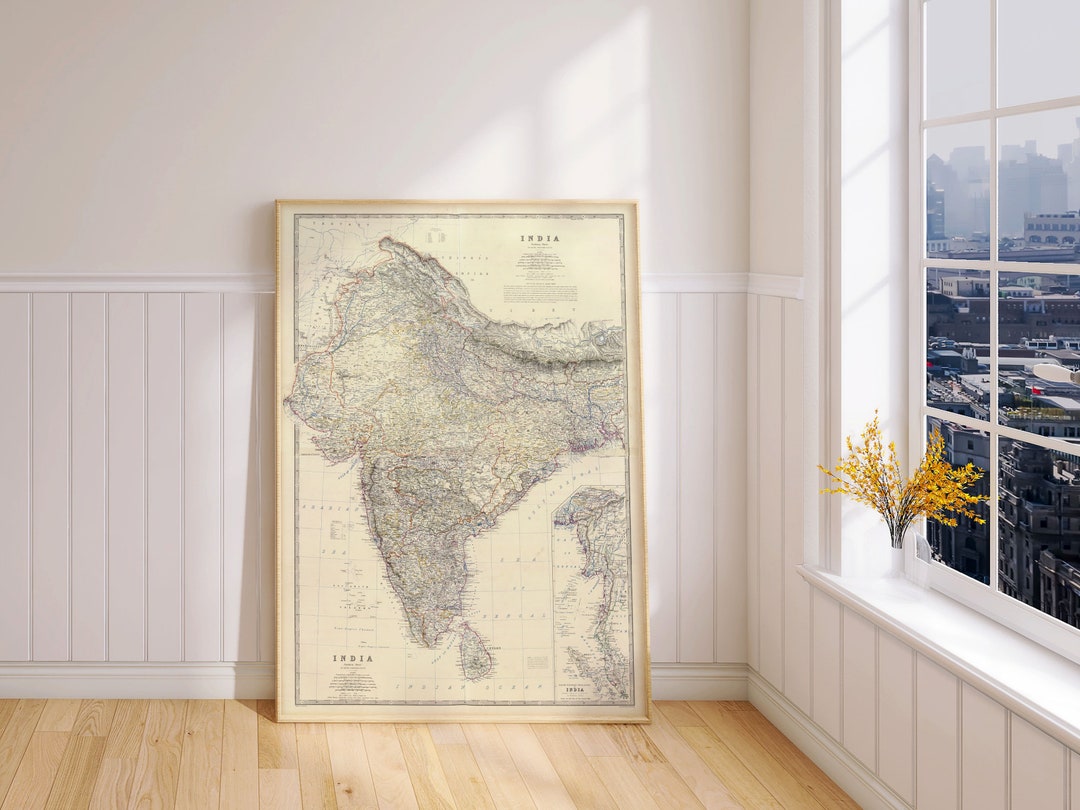 India Map Print| Fine Art Prints| 1861 India Map Wall Art| Framed Wall ...