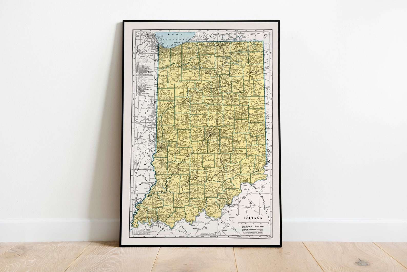 Map of State of Indiana Vintage Indiana Map Print Canvas | Etsy