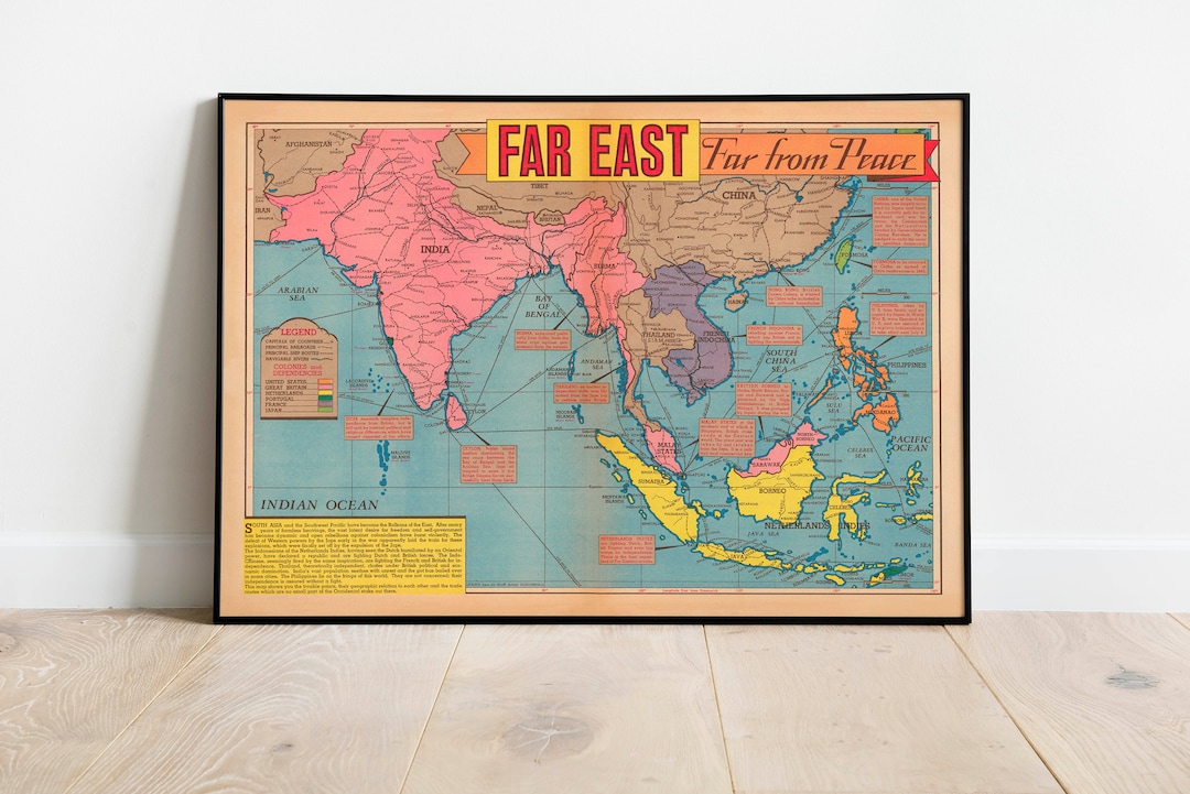 World War 2 Map Print| Poster Print| Southwest Asia| WW2 Maps| Canvas ...