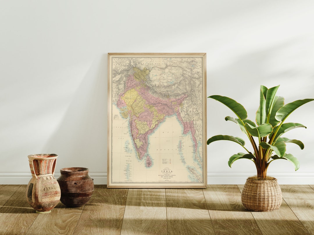 Composite Map of India 1872| Old Map Wall Decor| Vintage Map Wall Art ...