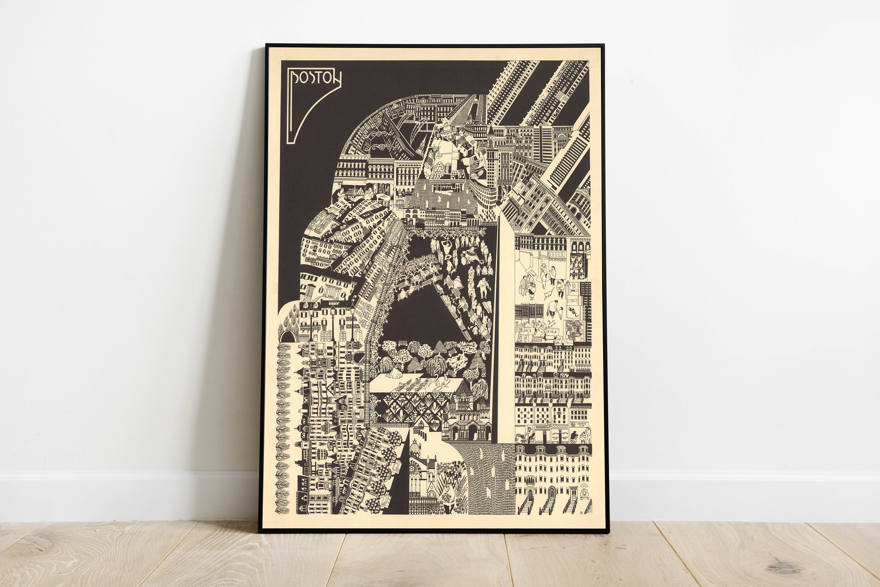 Pictorial Map of Boston Poster Prints Wall Art Street Map of | Etsy