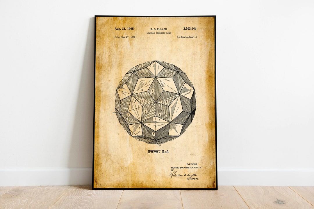 Laminar Geodesic Dome Patent Print| Framed Art Print| Vintage Poster ...