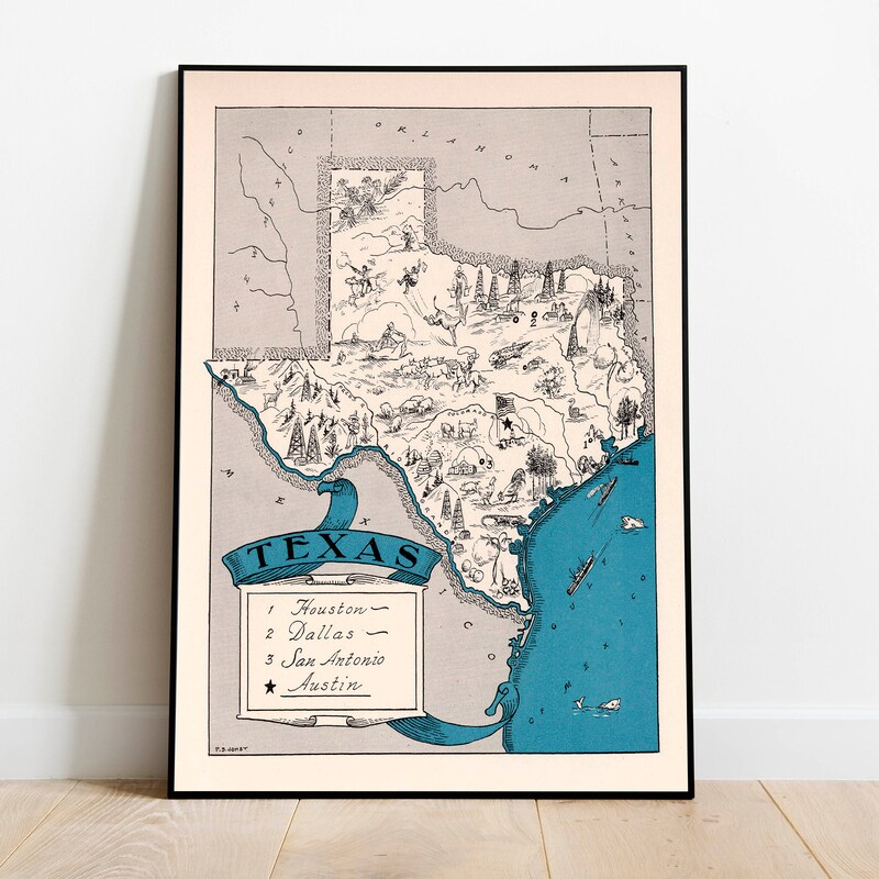 Texas Map Print - Etsy