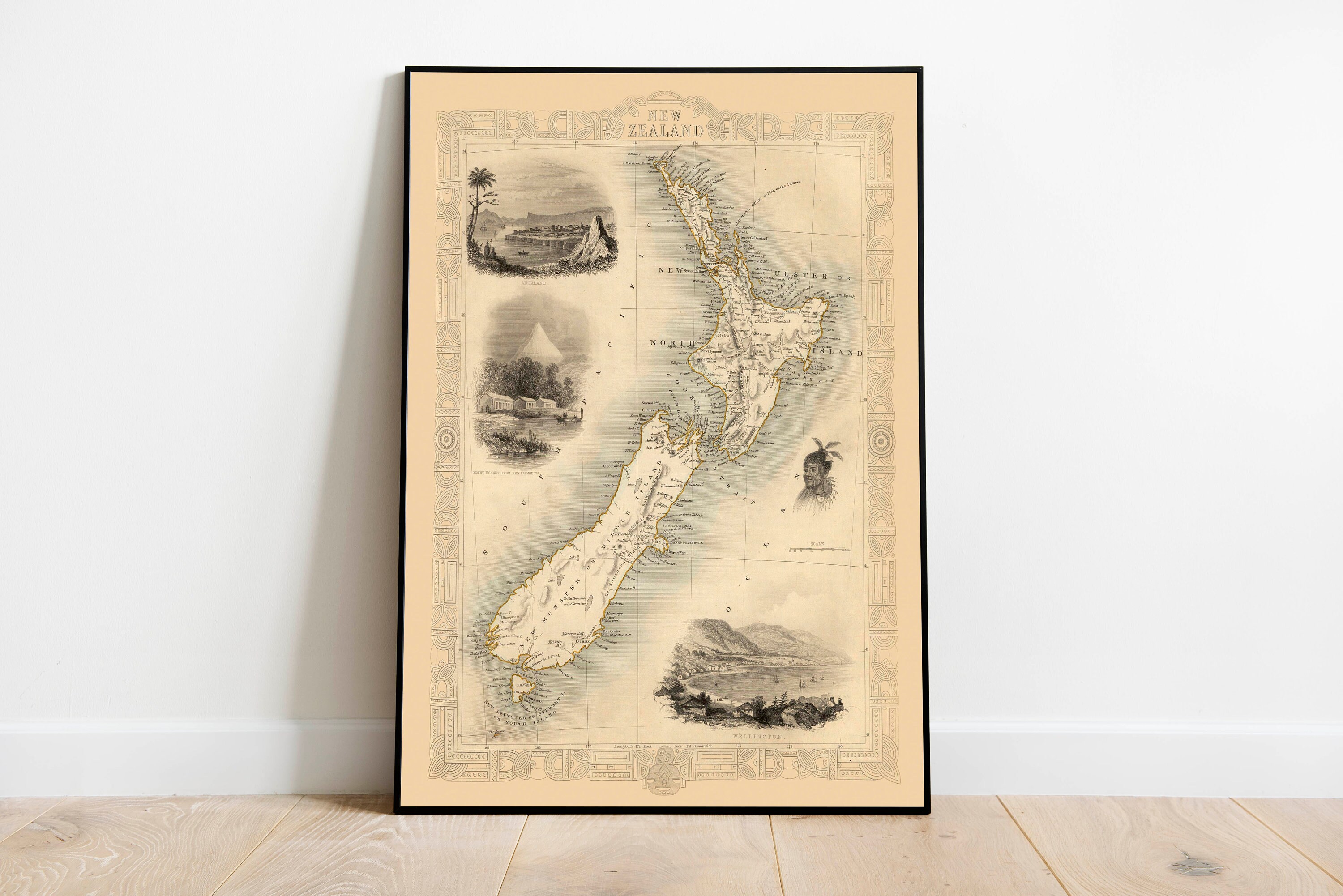 Map of New Zealand 1851 Old Map Poster Wall Art Canvas Wall | Etsy